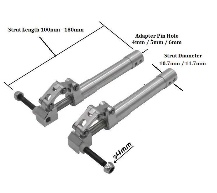 Top-Design Special Order Main Gear Metal Strut Set 100mm - 180mm ( 4 ...