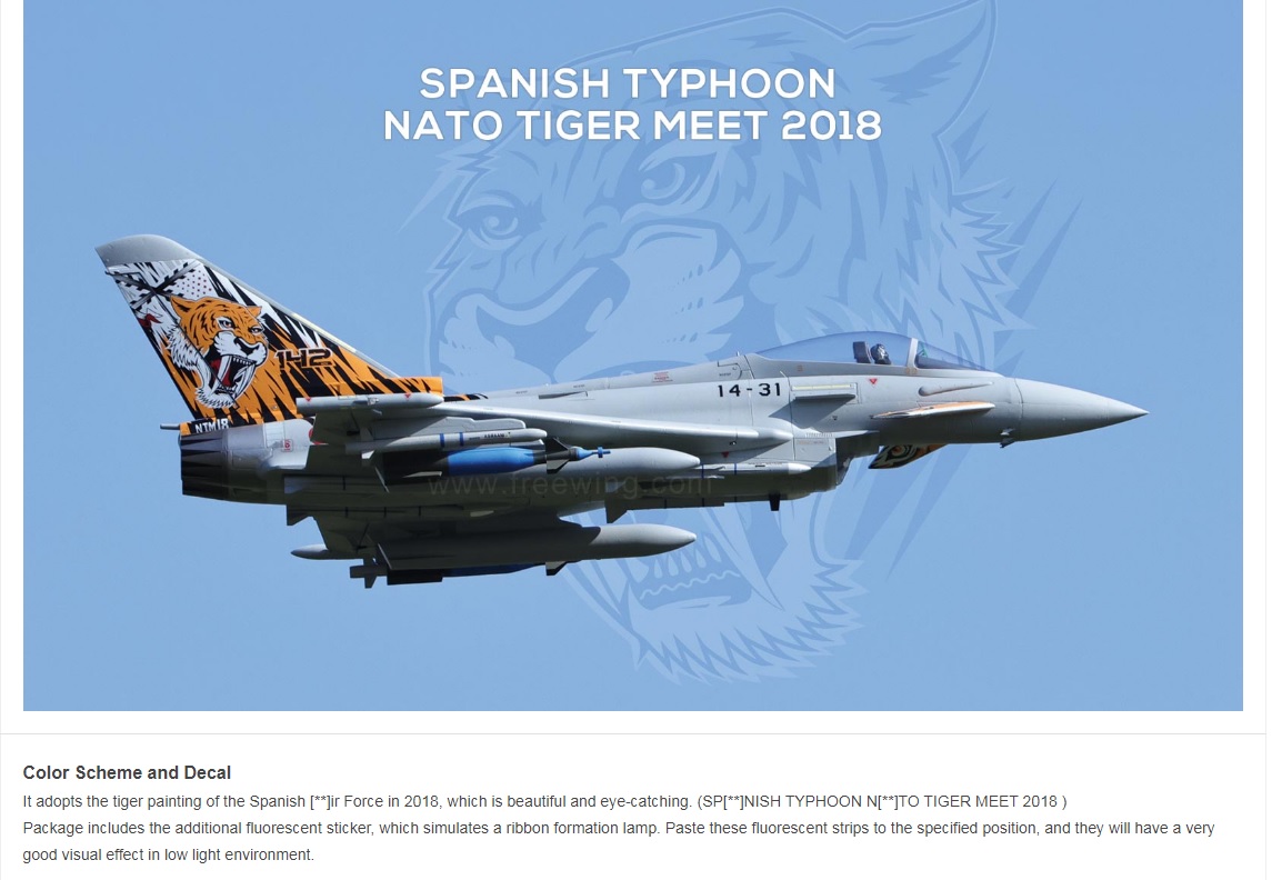 Freewing Eurofighter Typhoon 90mm 12 Blade EDF Jet 6S PNP Version