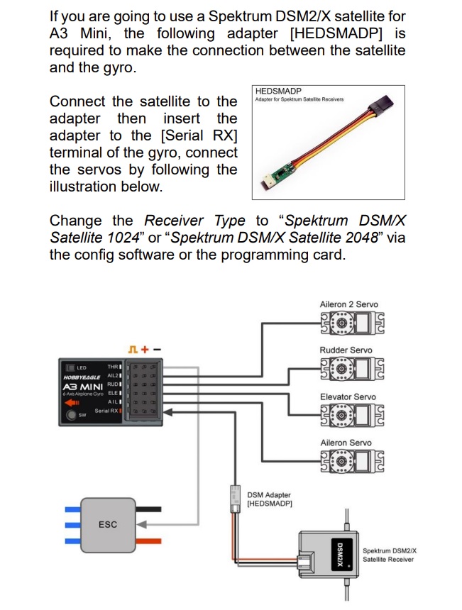 HobbyEagle DSM2/X Remote Receiver Adapter Cable
